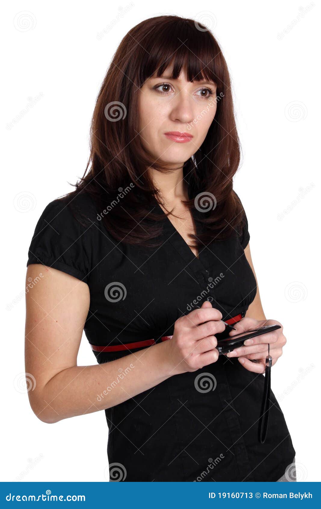 Woman with Gadget with Touch Screen. Stock Image - Image of gadget, touch: 19160713