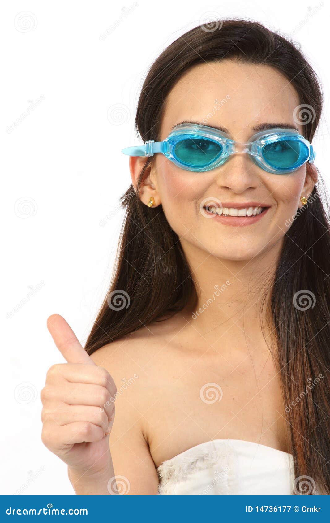 Woman with Gaggles in Challenge Gesture Stock Image - Image of object ...