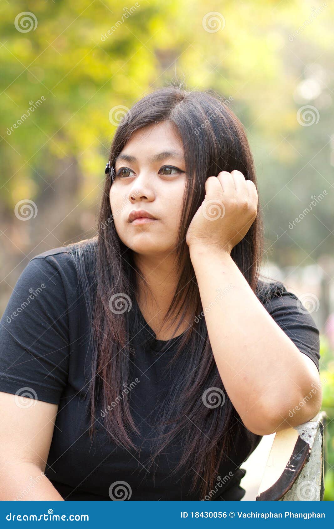 Woman in Garden Looking Absent-minded Stock Photo - Image of mouth ...