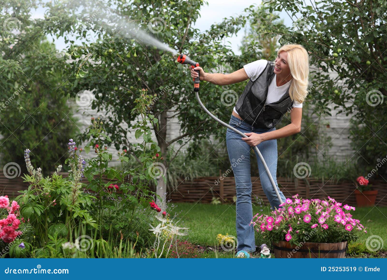 The woman gardener stock image. Image of sunlight, cheerful - 25253519