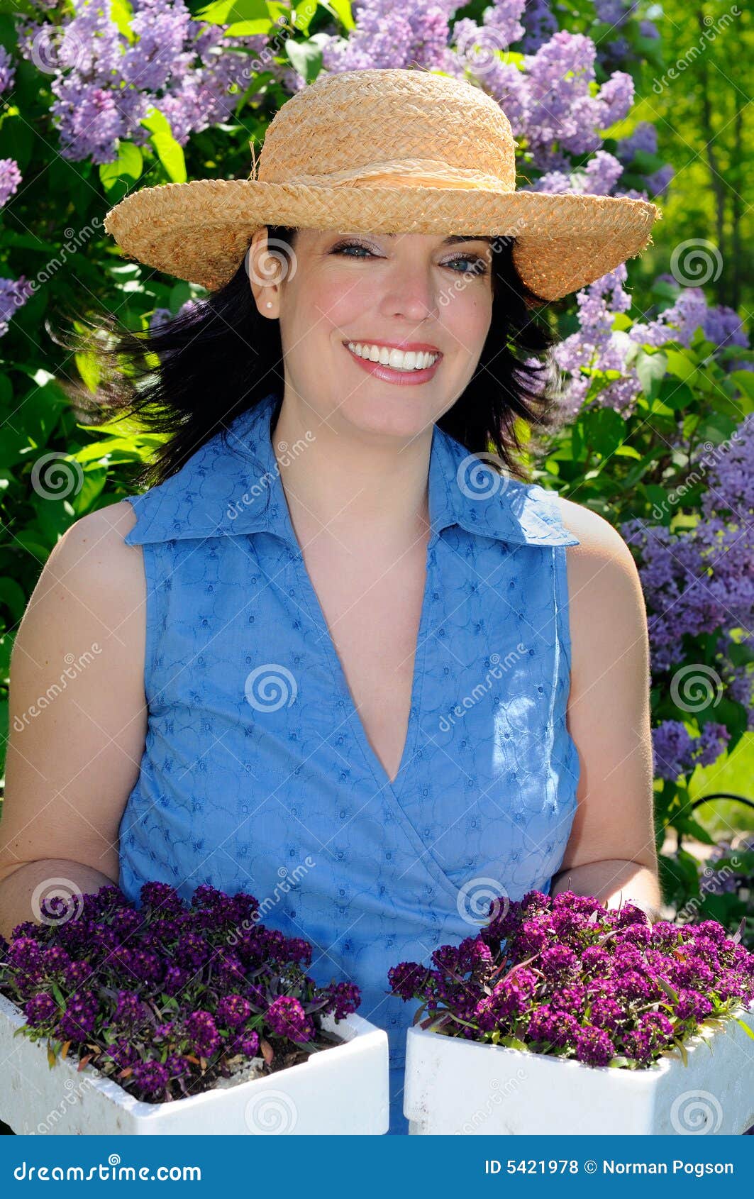 Woman Gardener stock photo. Image of straw, annuals, portrait - 5421978
