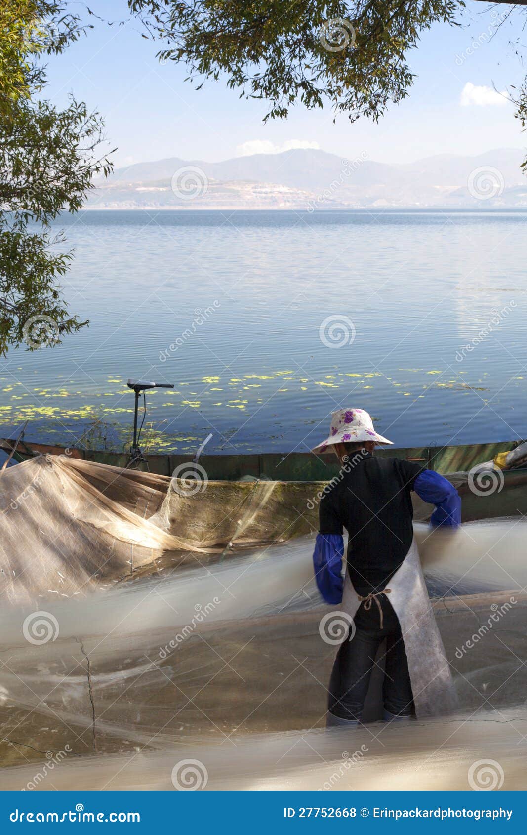 Woman Gathering Fishing Net Editorial Stock Photo - Image of asia ...