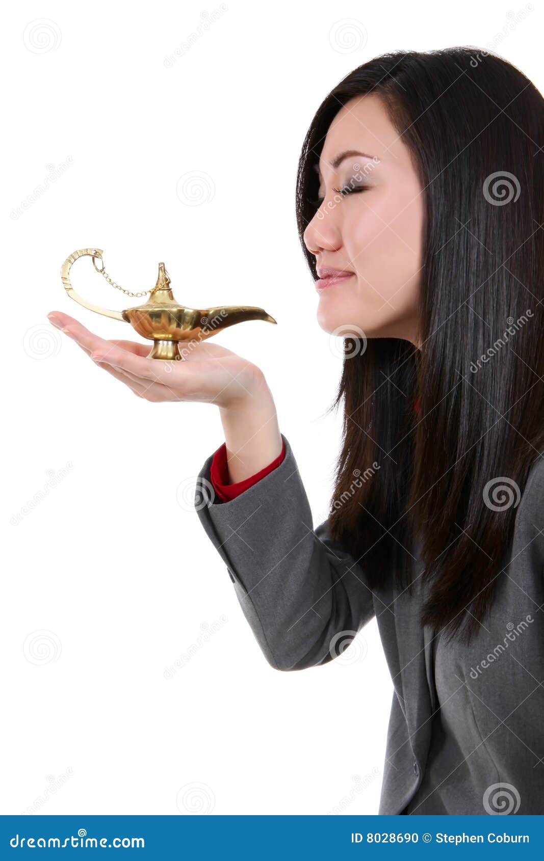 Woman with Genie Lamp stock photo. Image of japanese, aladin - 8028690