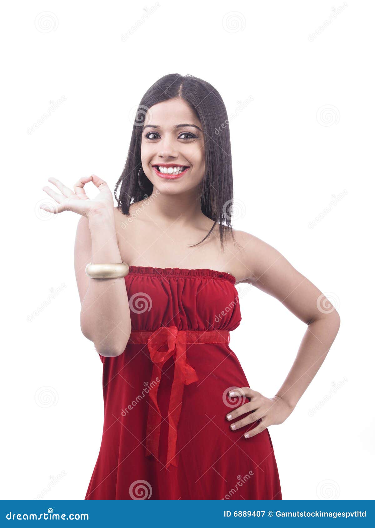 Woman gesturing good stock image. Image of hair, asian - 6889407
