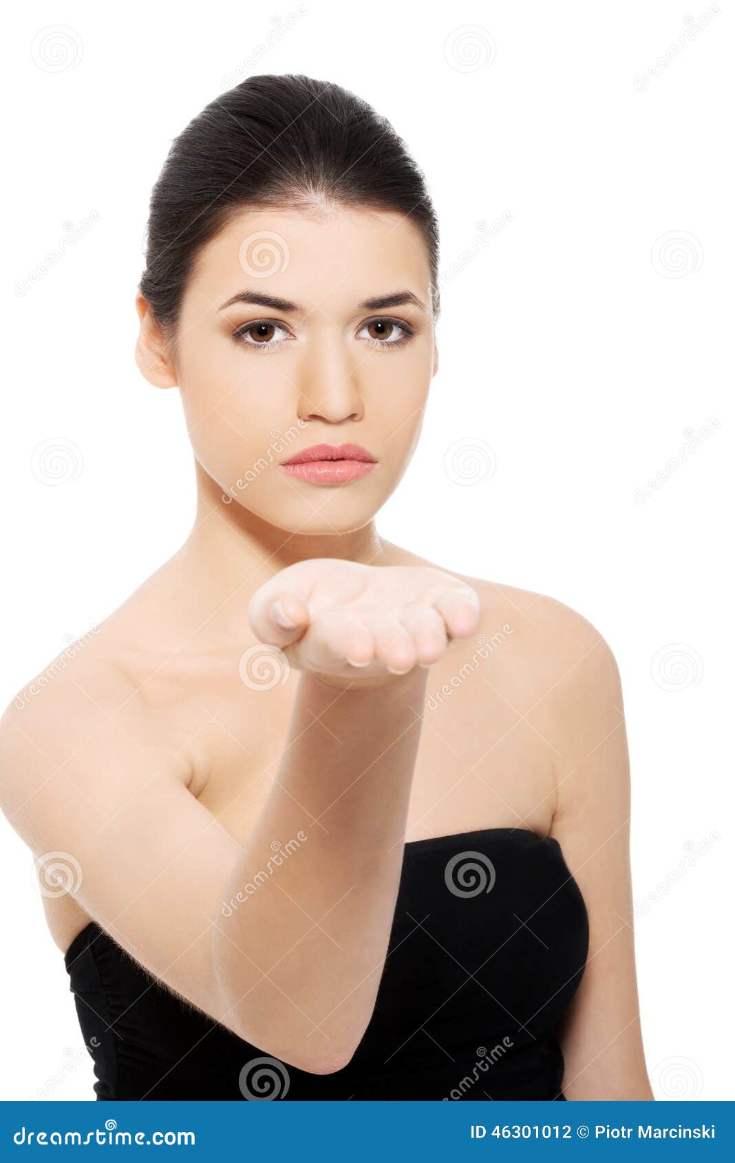 Woman gesturing by hand stock photo. Image of white, attractive - 46301012