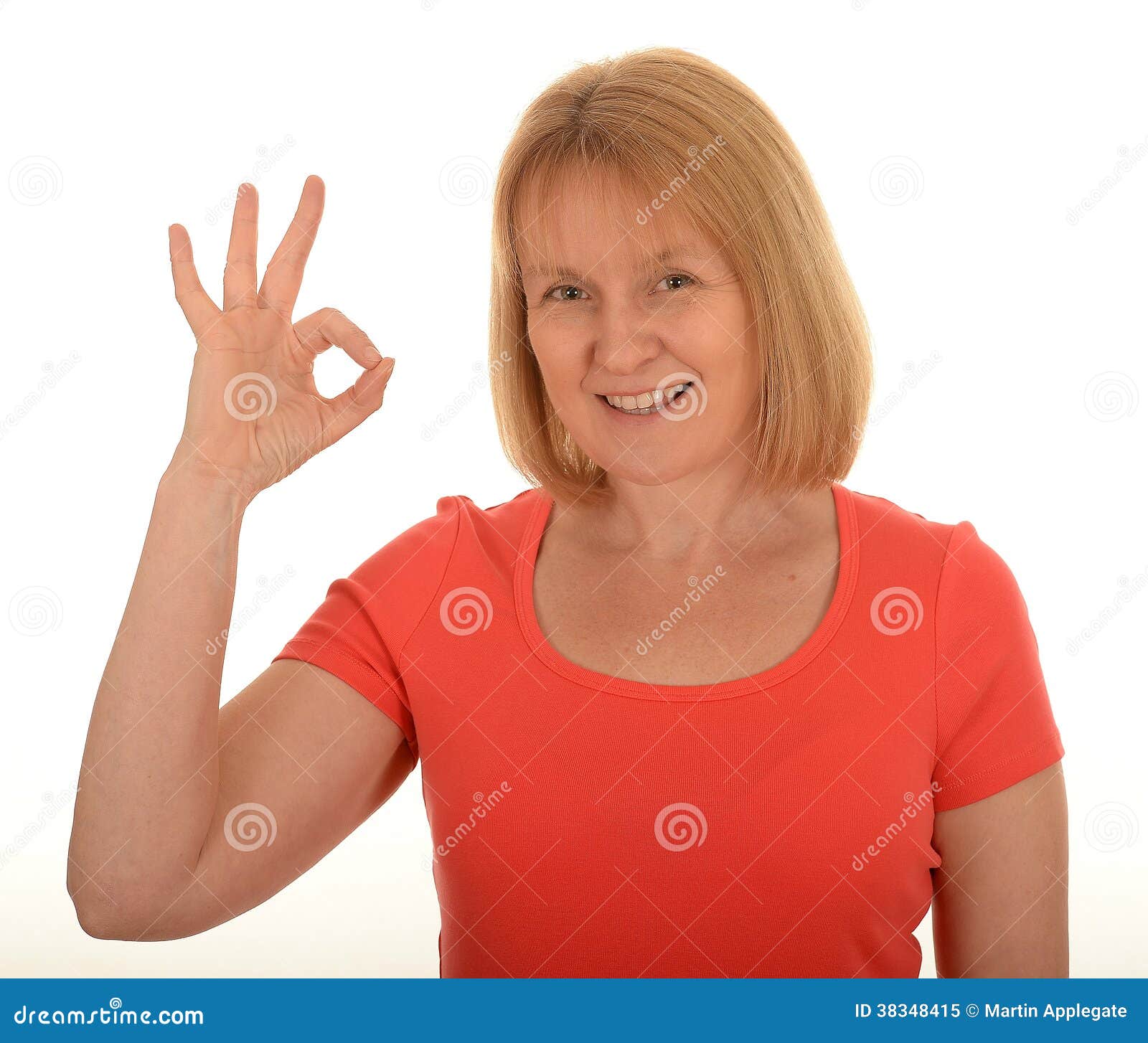 Woman gesturing OK stock image. Image of sign, circle - 38348415