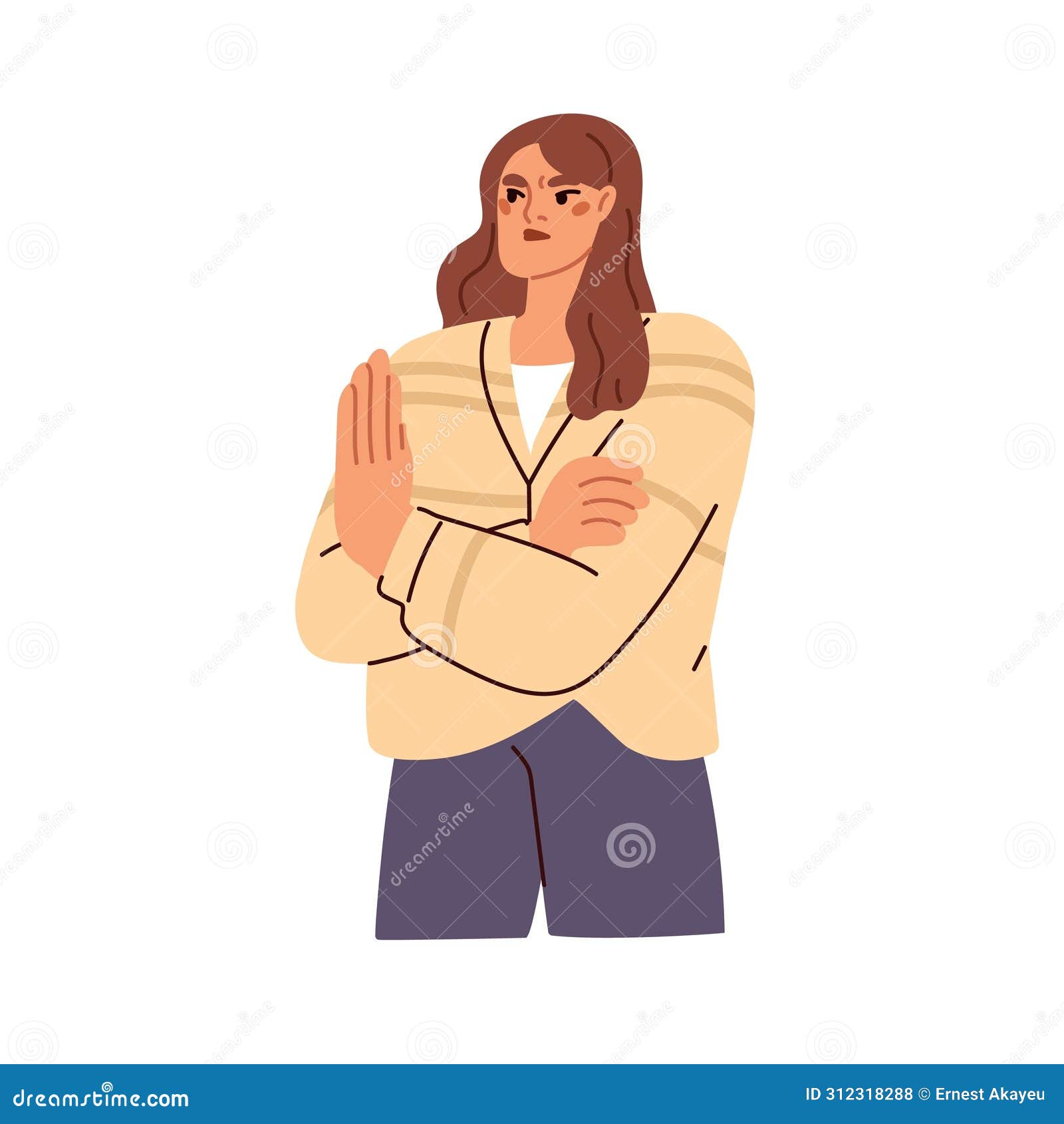 Woman Gesturing Stop with Hand. Character Saying No, Refusing ...