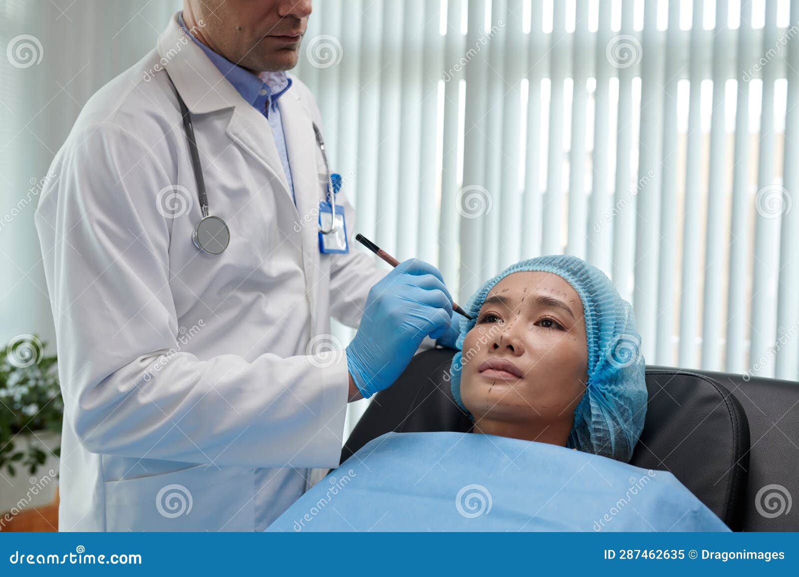 Woman Getting Face Marked stock image. Image of medical - 287462635 Woman Getting Face Marked stock image. Image of medical - 287462635