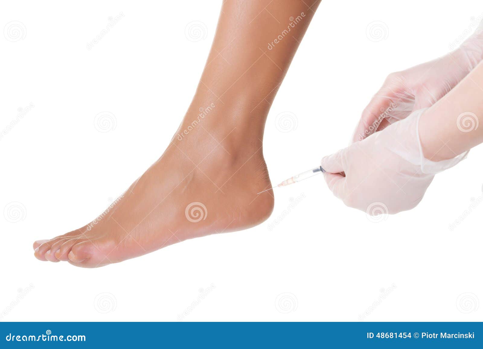 Woman Getting A Foot Injection Stock Photo - Image: 48681454