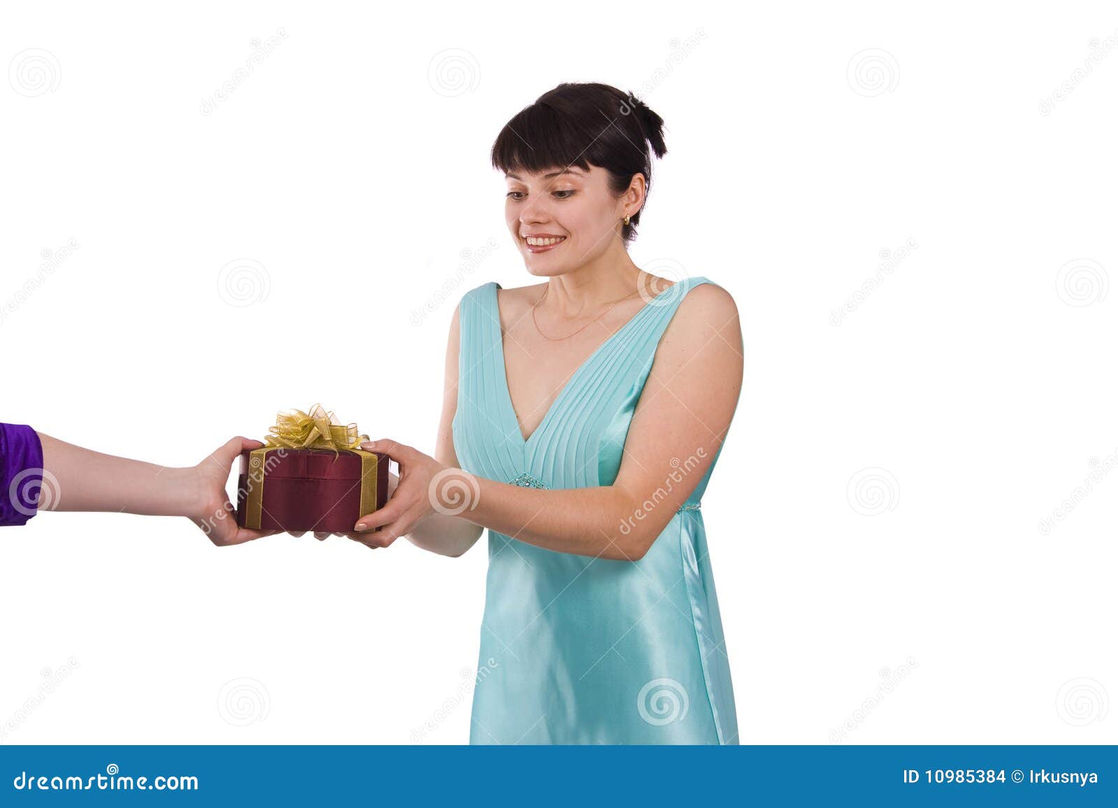 Woman is getting the gift. stock photo. Image of charming - 10985384