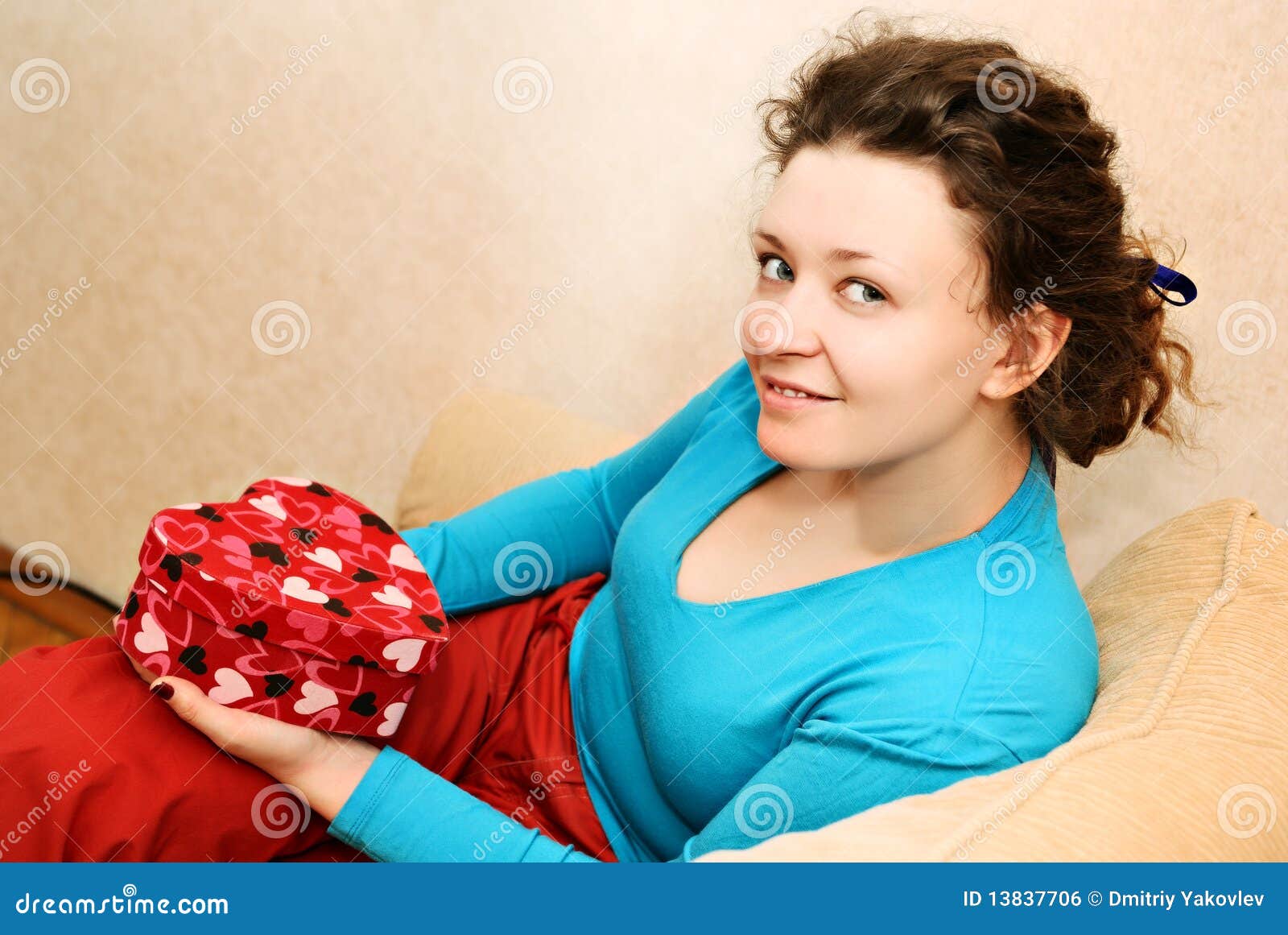Woman getting gift stock photo. Image of adult, indoors - 13837706