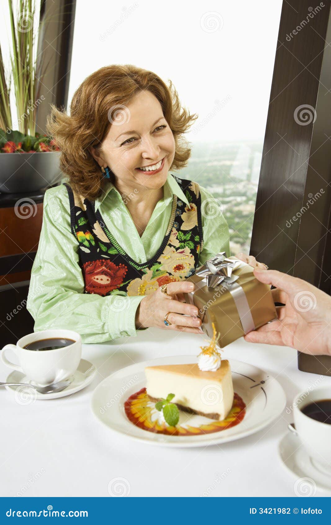 Woman getting gift. stock photo. Image of compatible, city - 3421982