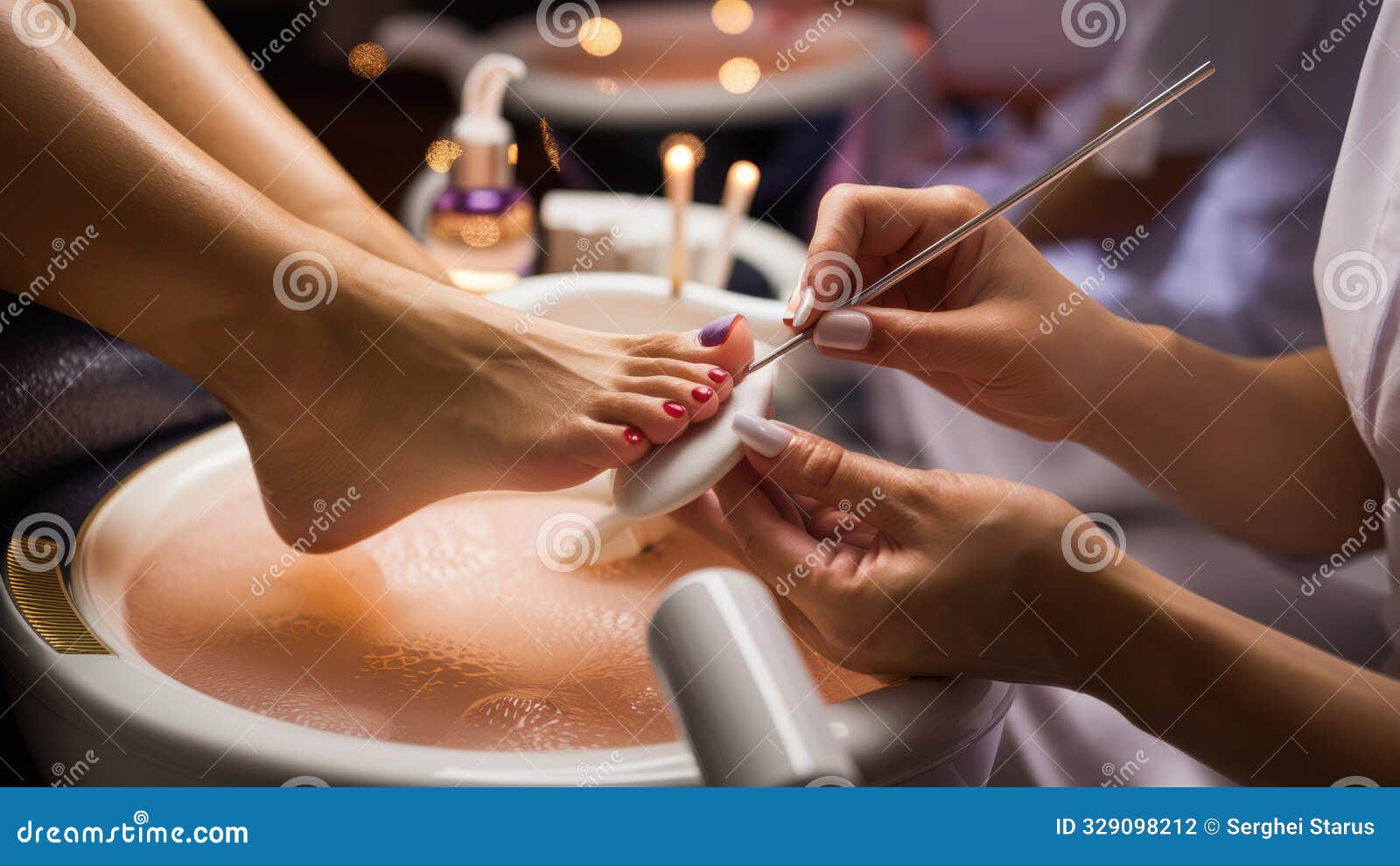 A Woman Getting Her Feet Done at a Spa with Some Tools, AI Stock ...