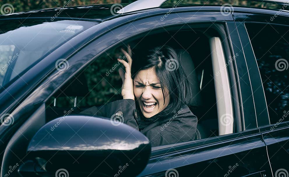 Woman Getting Hit by Car Accident Shouting Stock Image - Image of ...