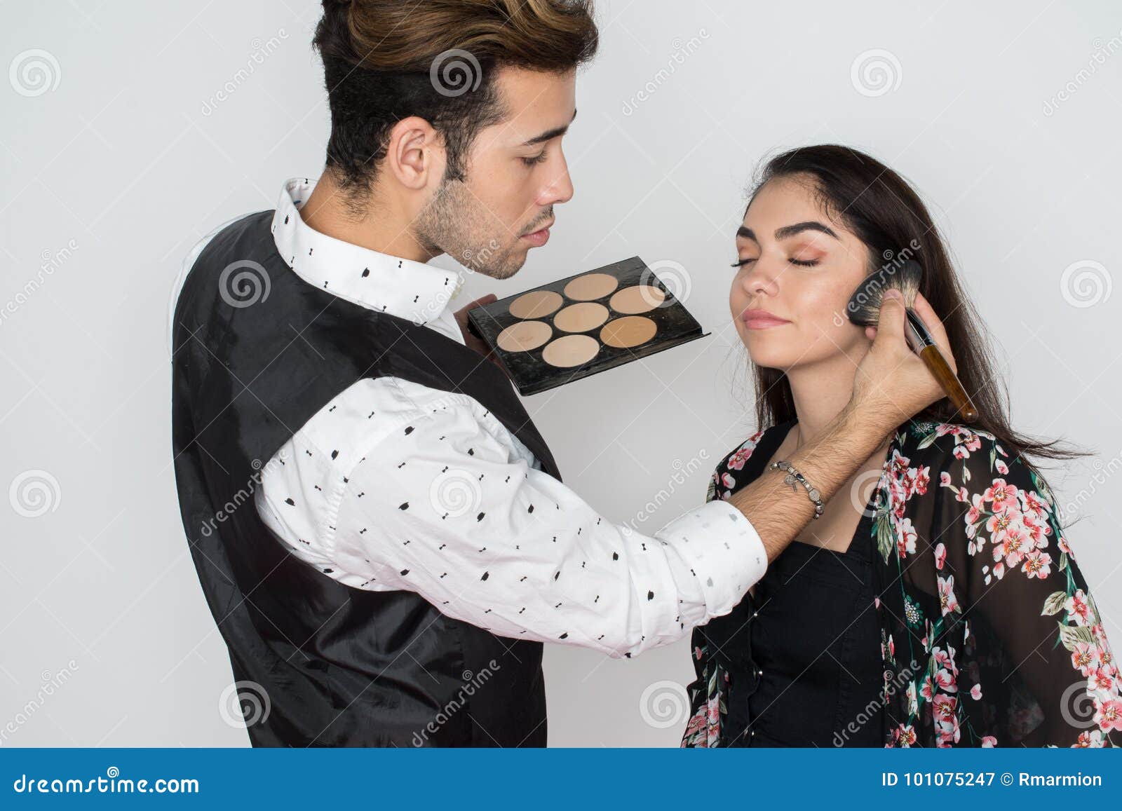 Woman Getting Makeup Done stock image. Image of beauty - 101075247