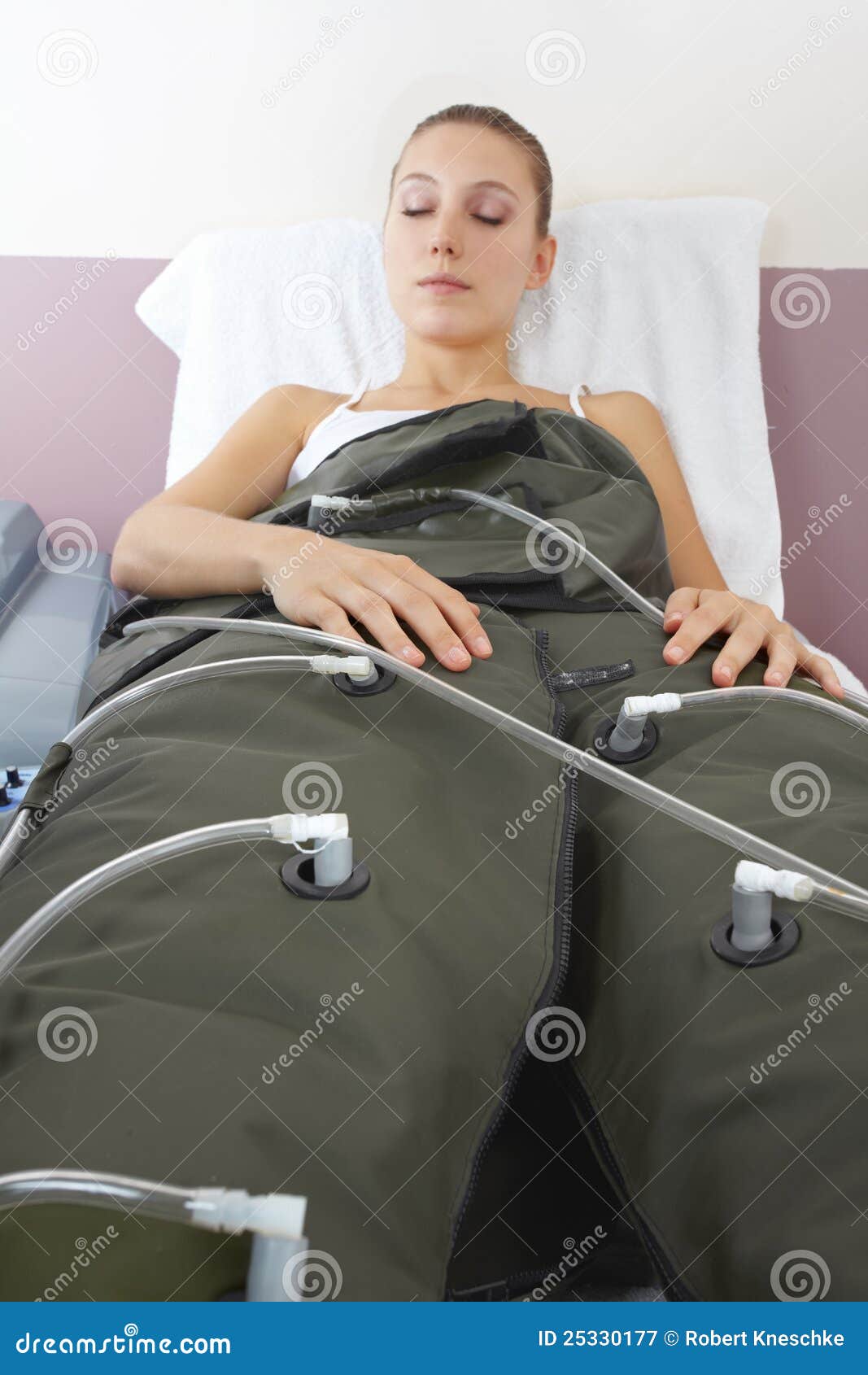Woman Getting Pressure Wave Massage Stock Image - Image of loss ...