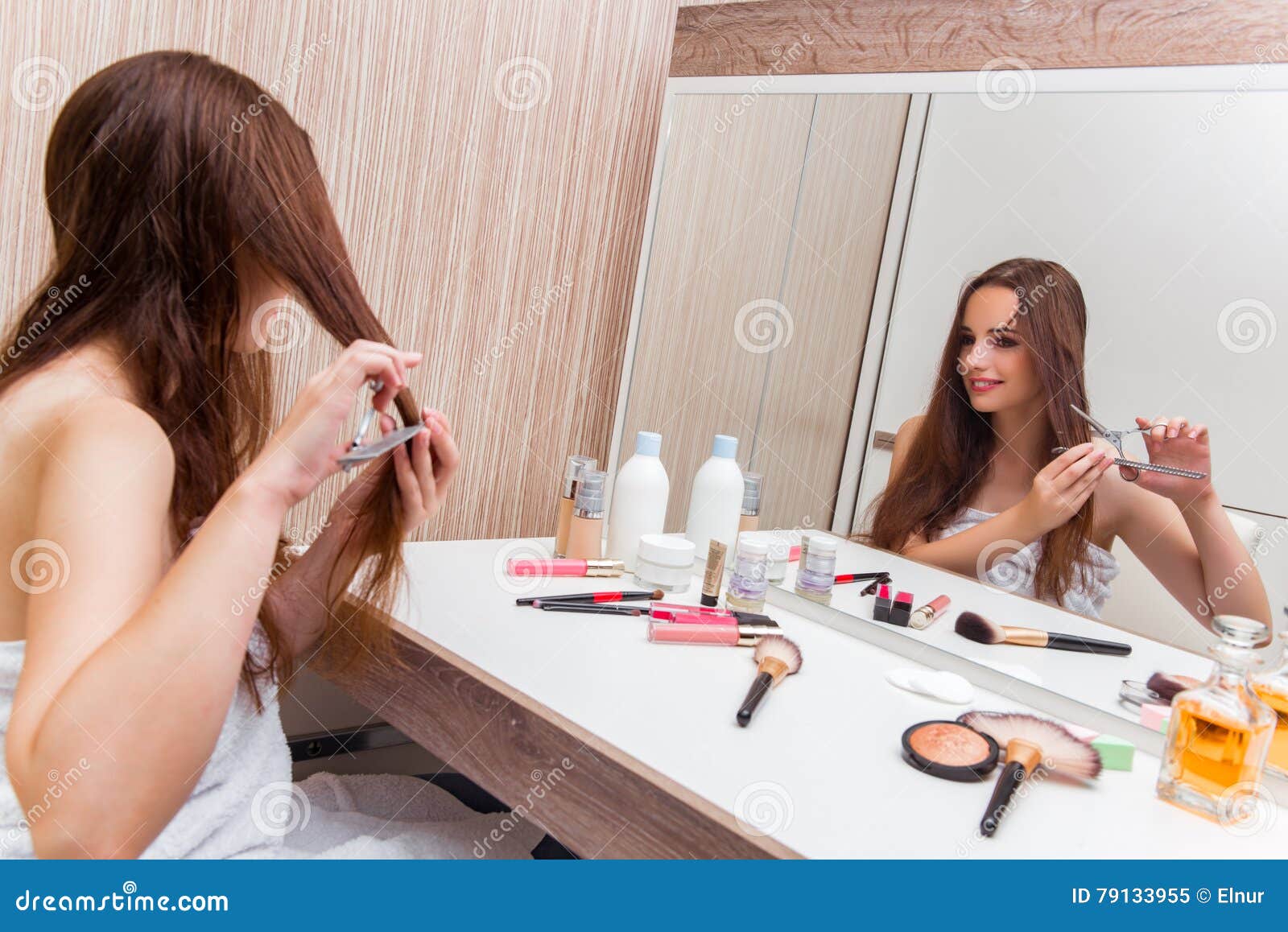 The Woman Getting Ready for the Party Stock Image - Image of head ...