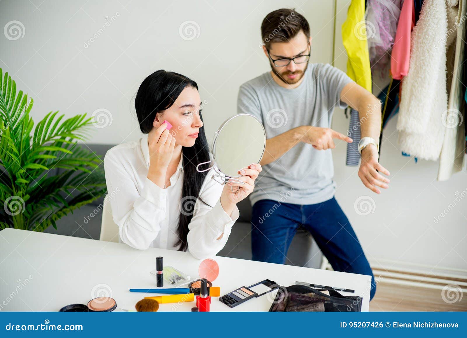Woman is getting ready stock photo. Image of together - 95207426