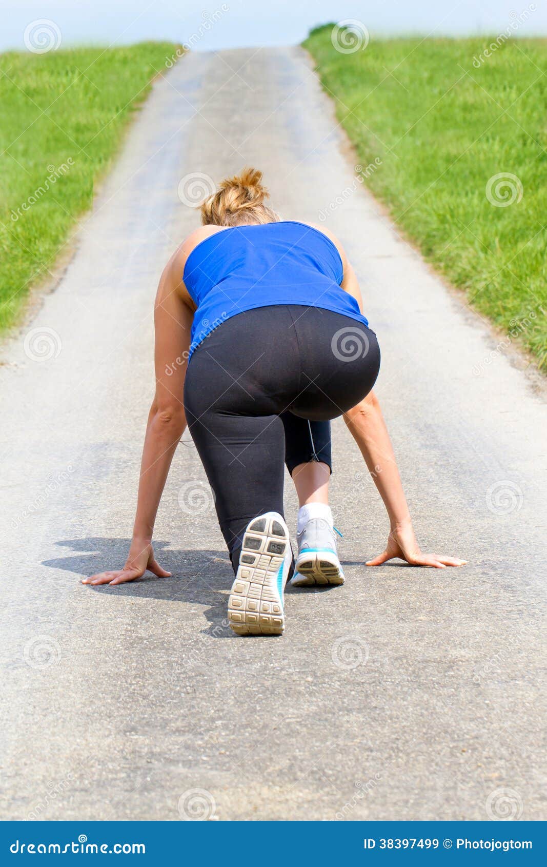 Woman Getting Ready To Start Stock Image - Image of paper, competition ...