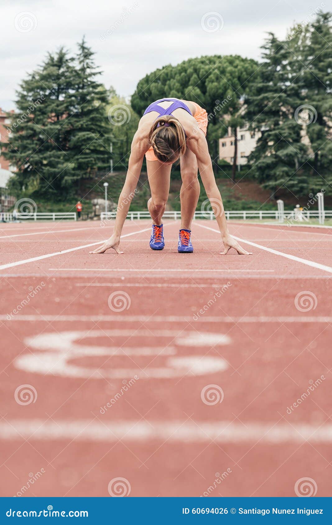 Woman Getting Ready To Start Running Stock Photo - Image of race ...