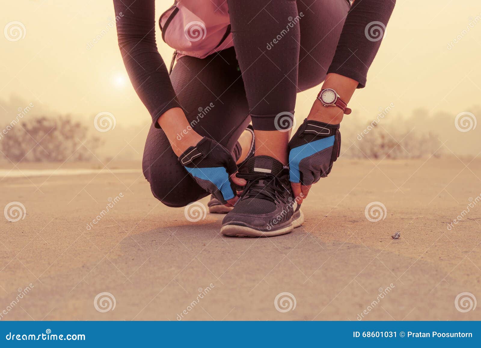 Woman Getting Ready To Start Running Stock Image - Image of endurance ...
