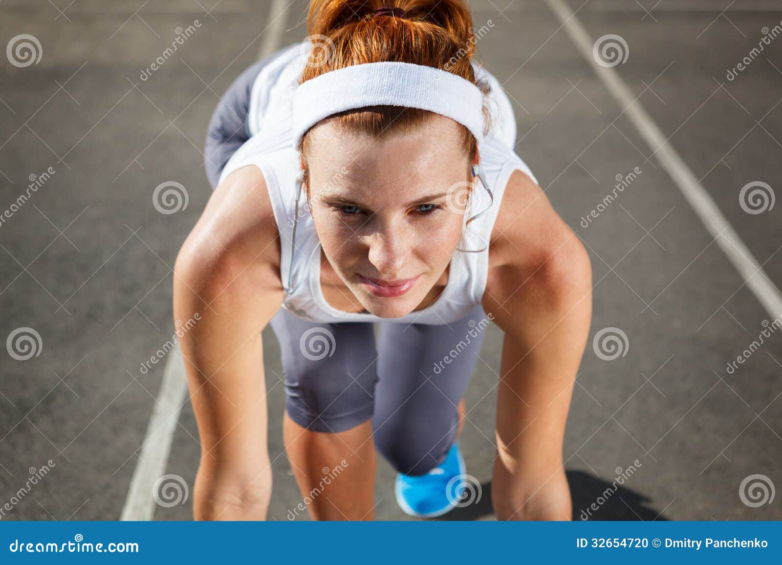 Woman Getting Ready To Start on Stock Photo - Image of path, outdoors ...