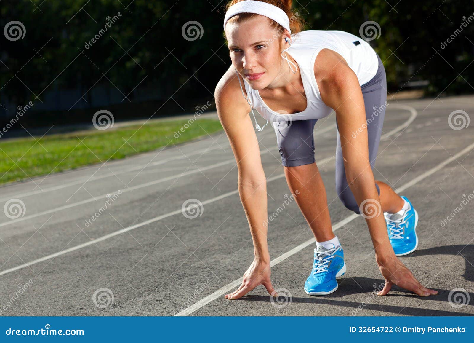 Woman Getting Ready To Start on Stock Photo - Image of clothing ...