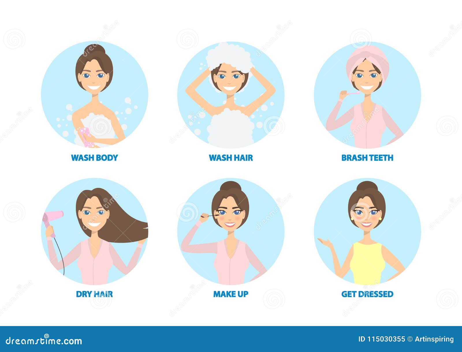 Woman getting ready. stock vector. Illustration of dental - 115030355