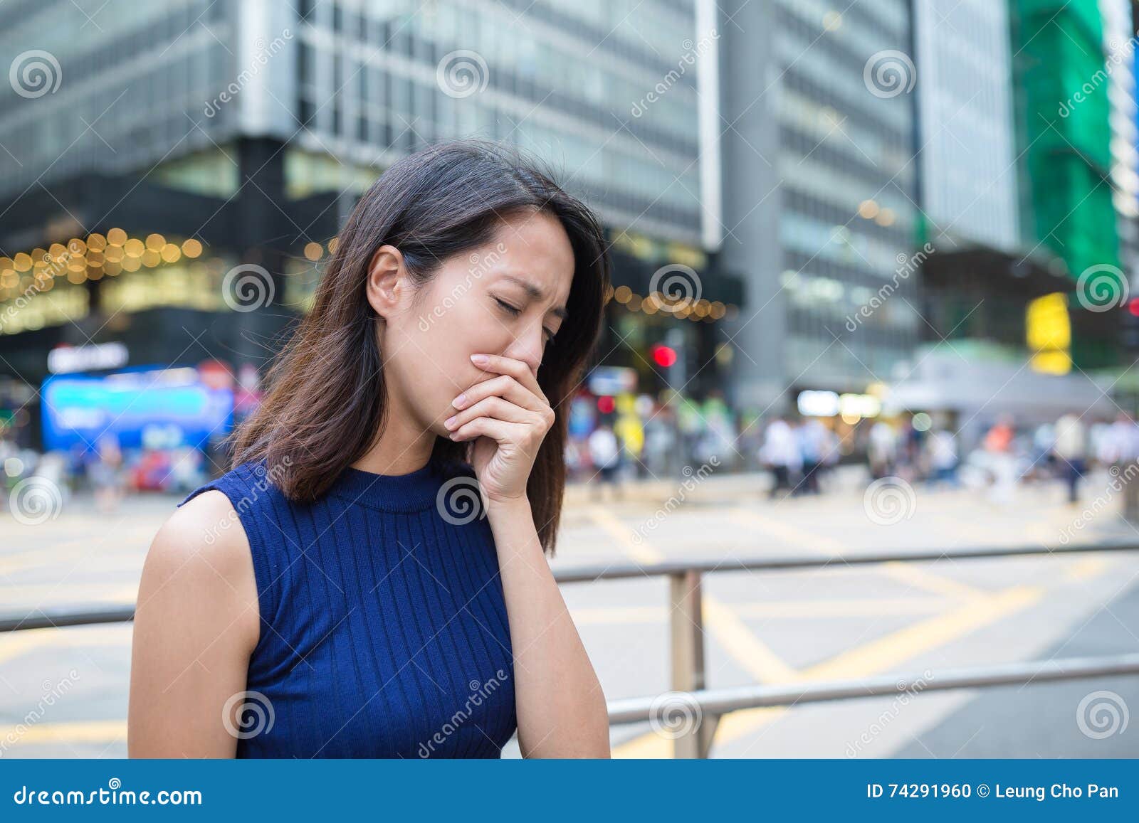 Woman Getting Sick at Outdoor Stock Photo - Image of cityscape, hand ...