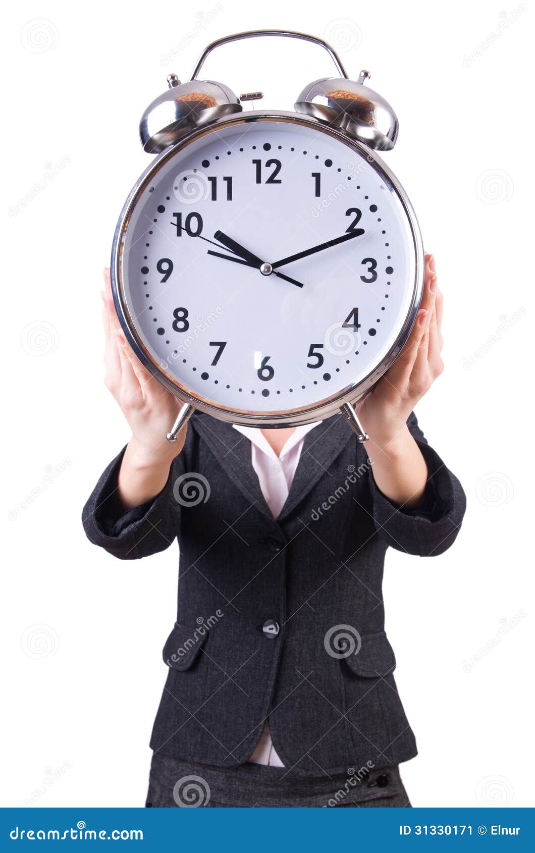 Woman with giant clock stock image. Image of corporate - 31330171