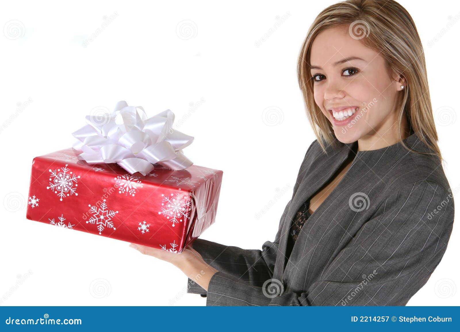 Woman with Gift stock image. Image of beauty, christmas - 2214257