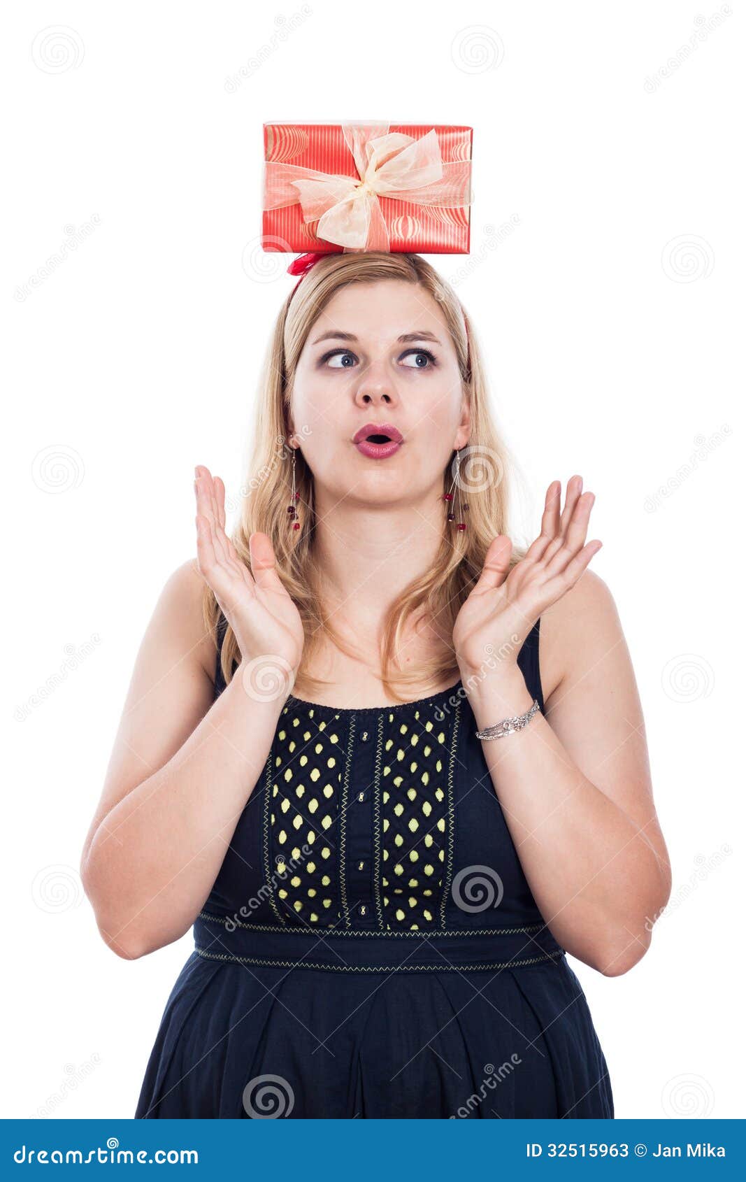 Woman with Gift on the Head Stock Image - Image of girl, dress: 32515963