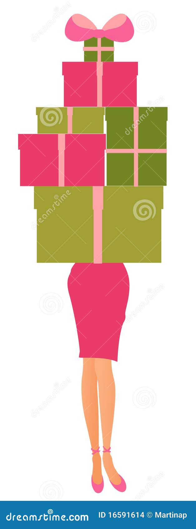 Woman with gift load stock vector. Illustration of carry - 16591614