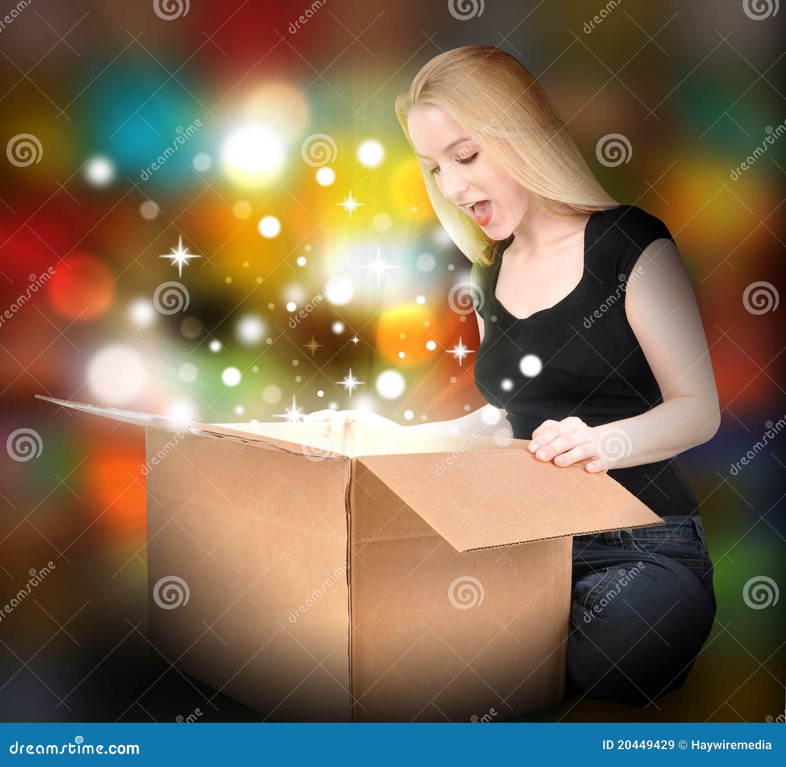 Woman with Gift Present Box Stock Image - Image of girl, face: 20449429