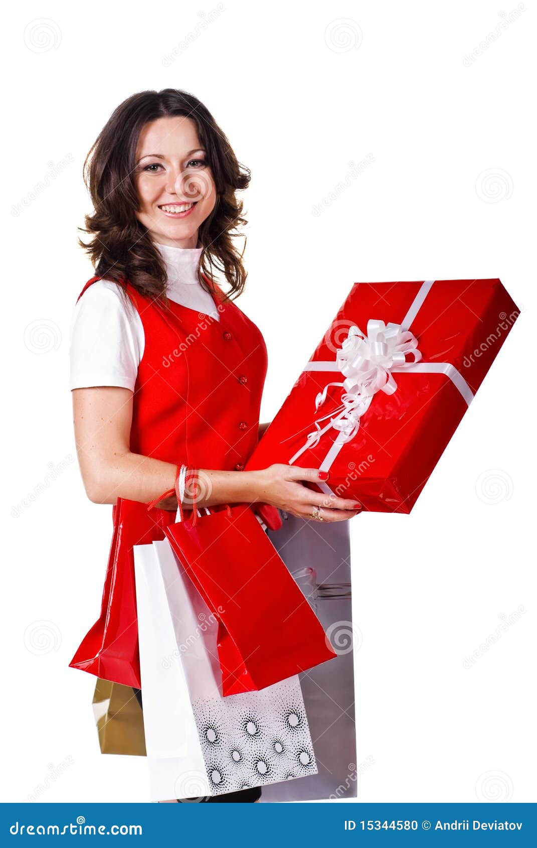 Woman with a gifts stock photo. Image of gift, wrapping - 15344580