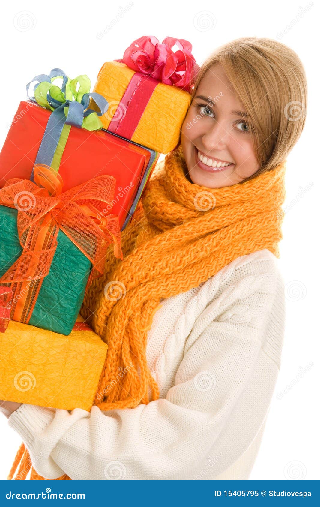Woman with gifts stock image. Image of cute, feminine - 16405795