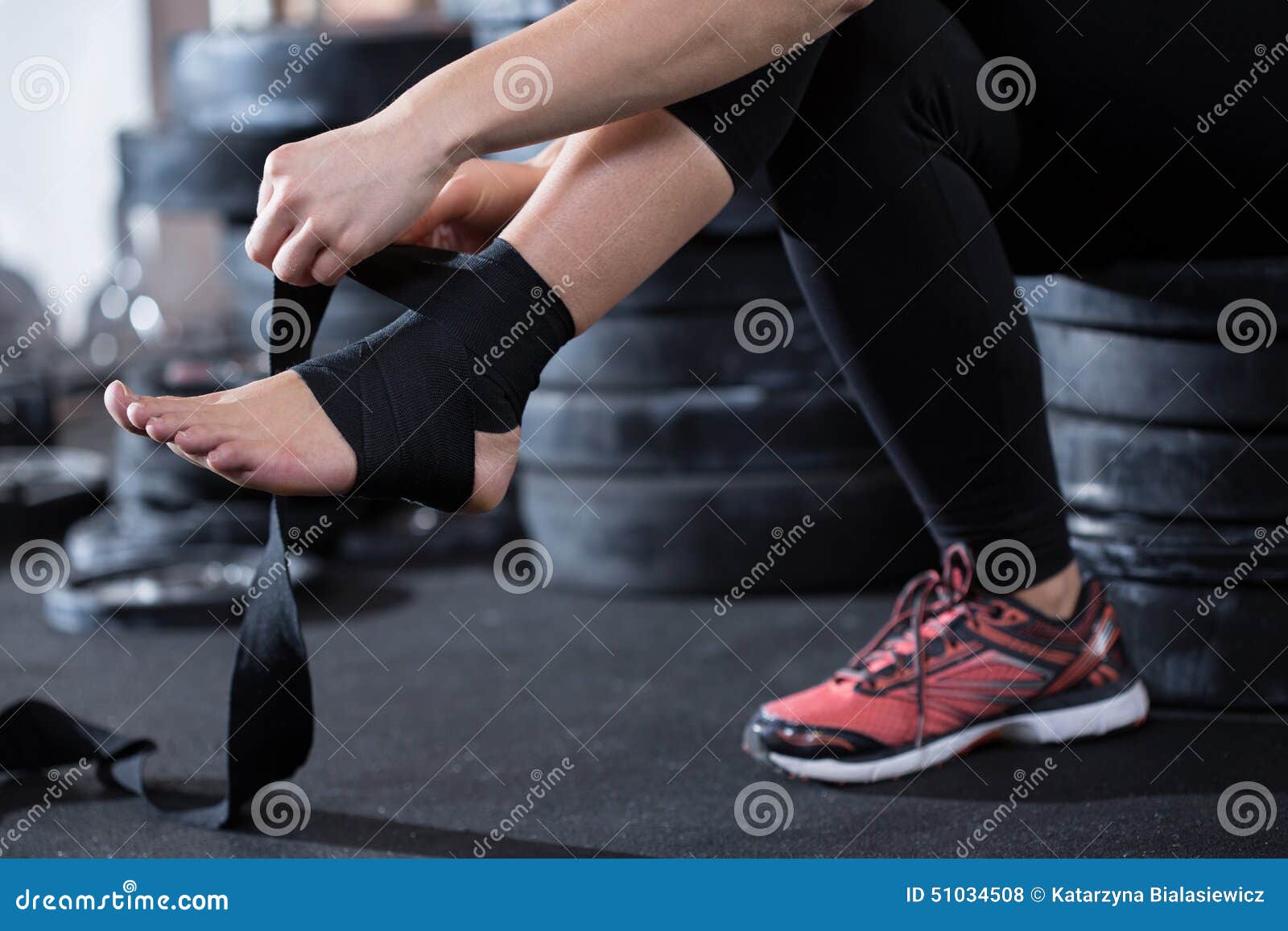 Woman with Gimp on Her Ankle Stock Photo - Image of body, active: 51034508