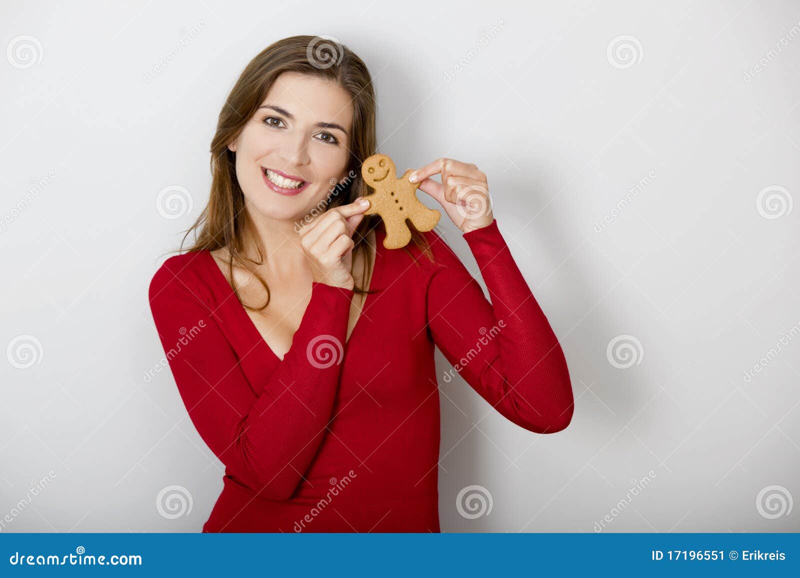 Woman with a Gingerbread Cookie Stock Image - Image of cheerful, adult ...