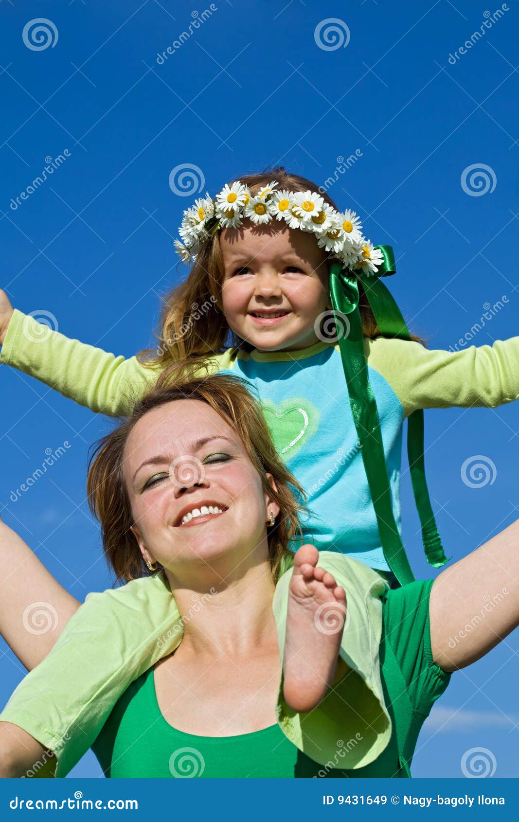 Woman and Girl Enjoy the Spring Sun Stock Image - Image of freedom ...