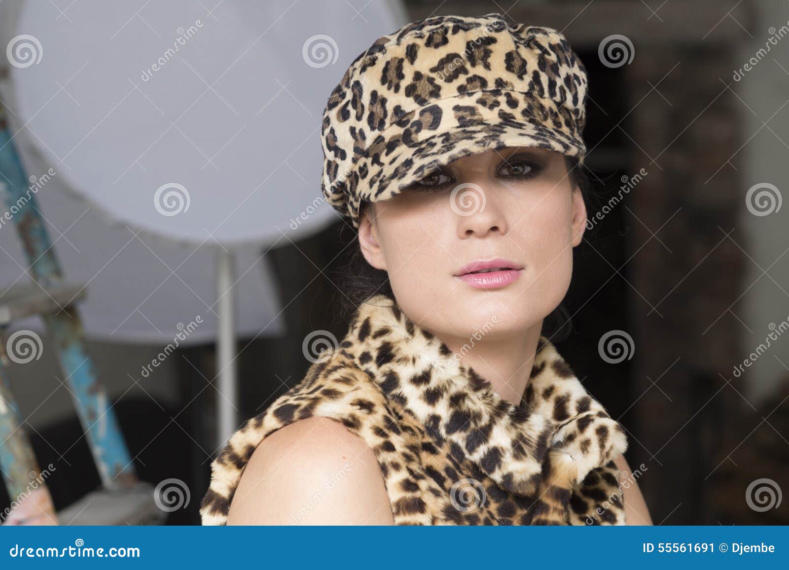 Woman stock image. Image of cheetah, brunette, girl, fashion - 55561691