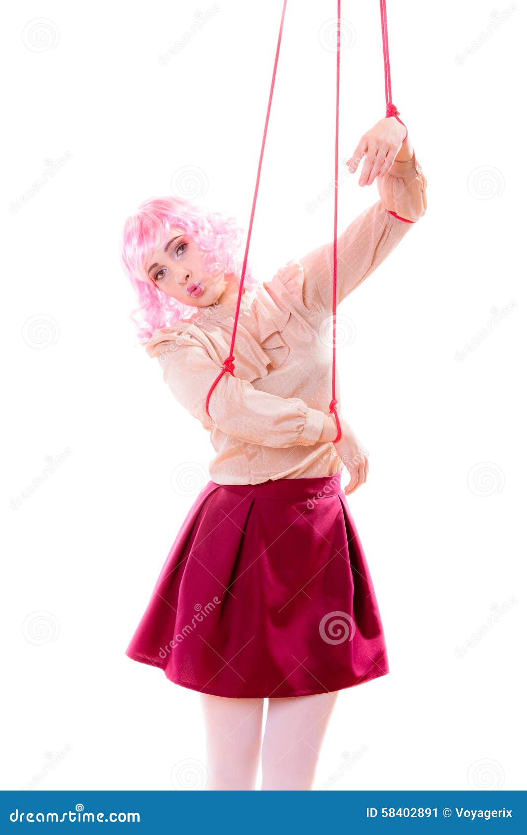 Woman Girl Stylized Like Marionette Puppet on String Stock Image ...