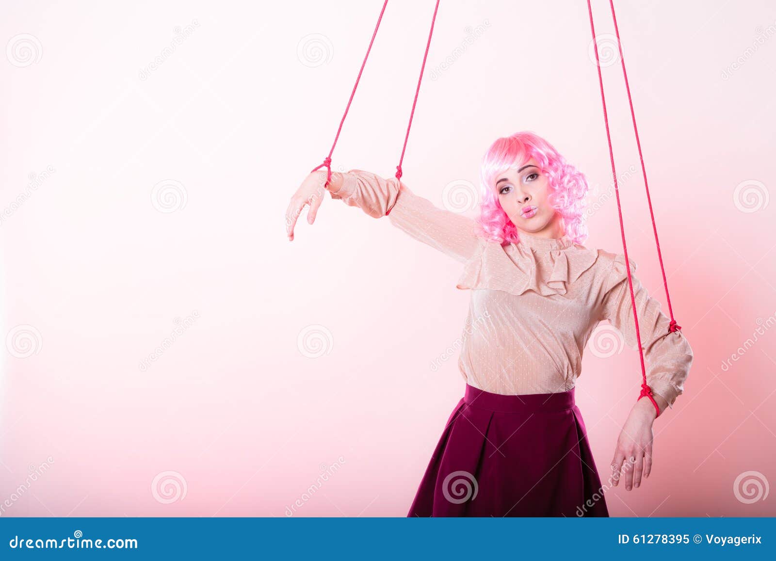 Woman Girl Stylized Like Marionette Puppet on String Stock Image ...