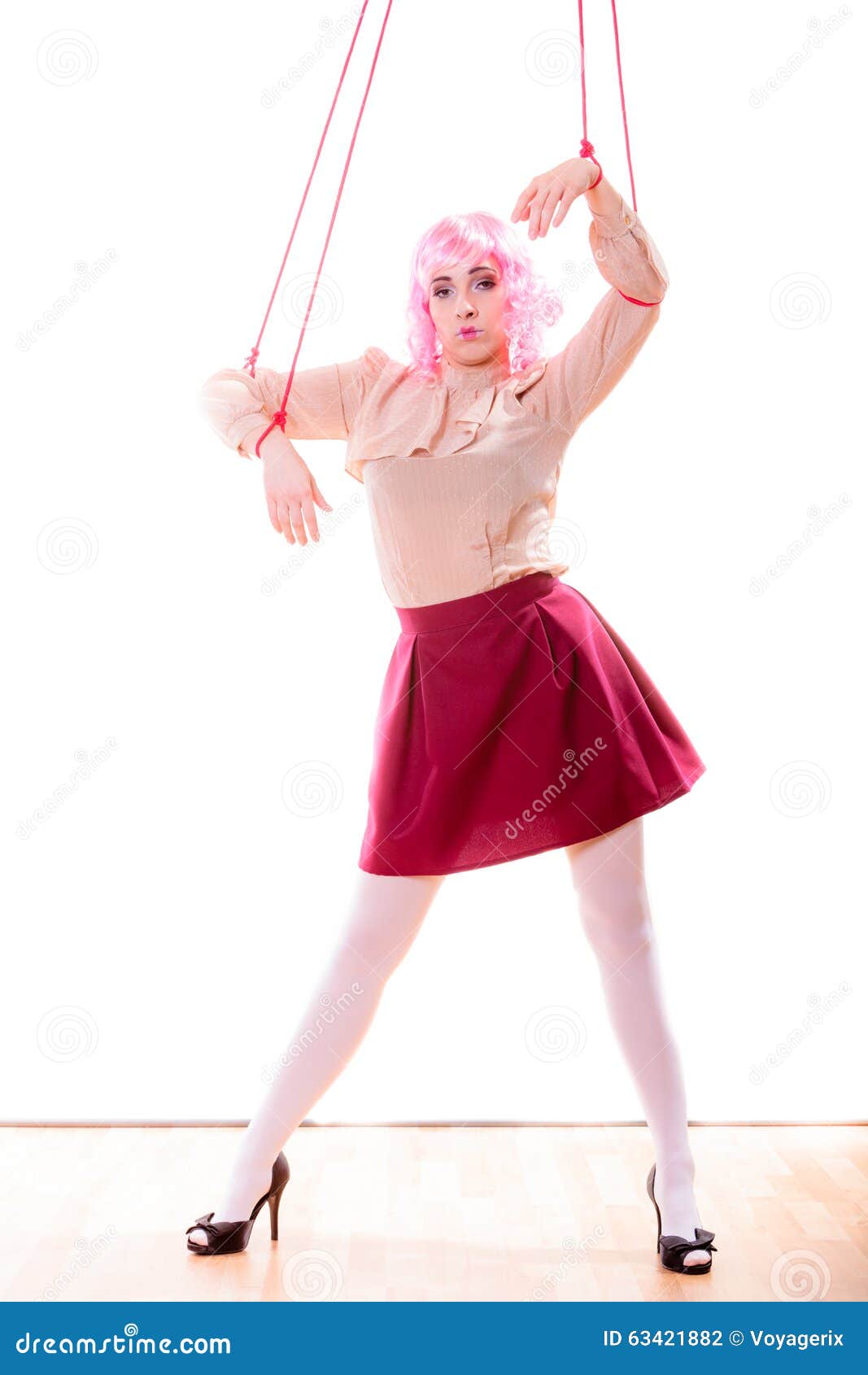 Woman Girl Stylized Like Marionette Puppet on String Stock Photo ...