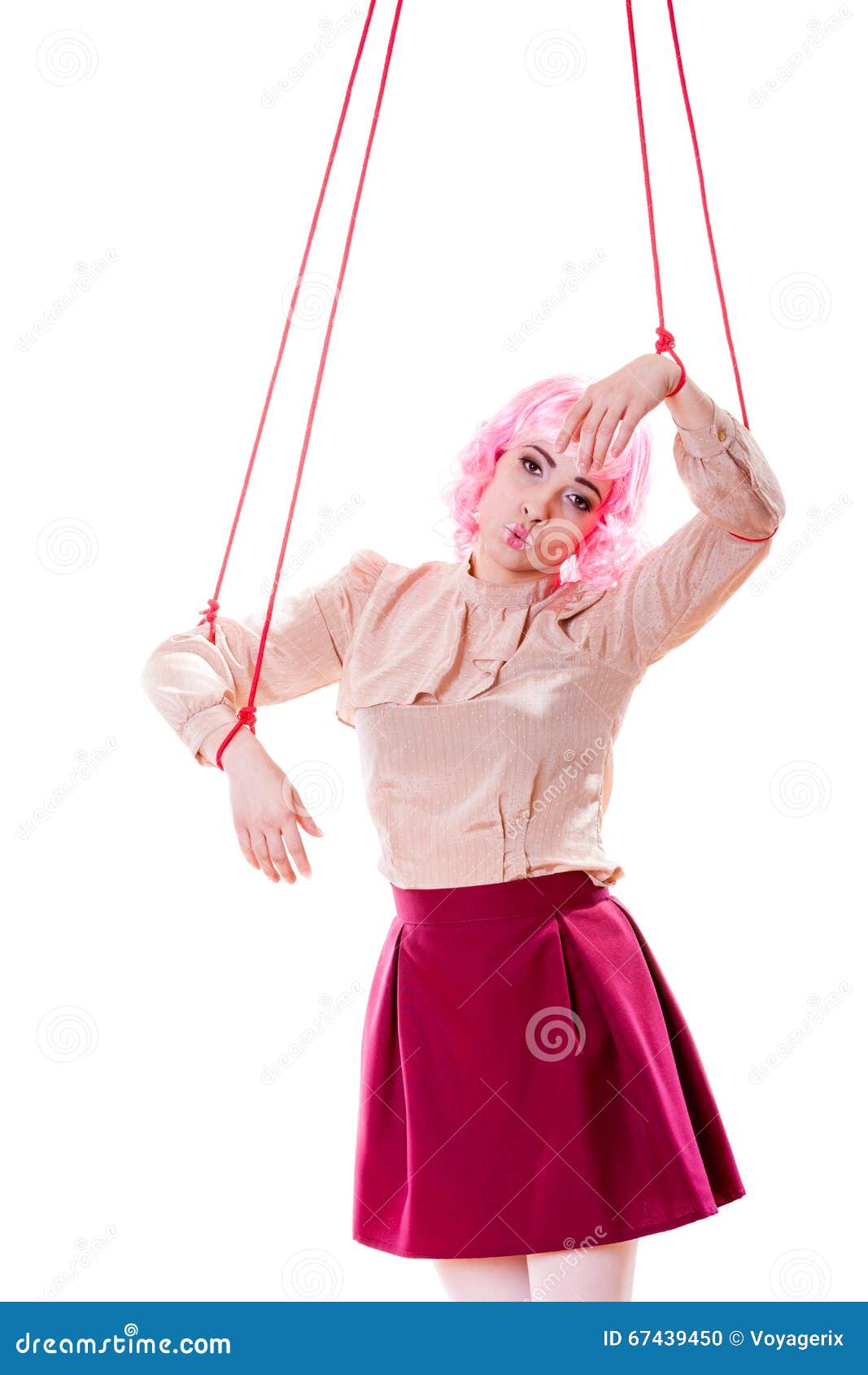 Woman Girl Stylized Like Marionette Puppet on String Stock Photo ...