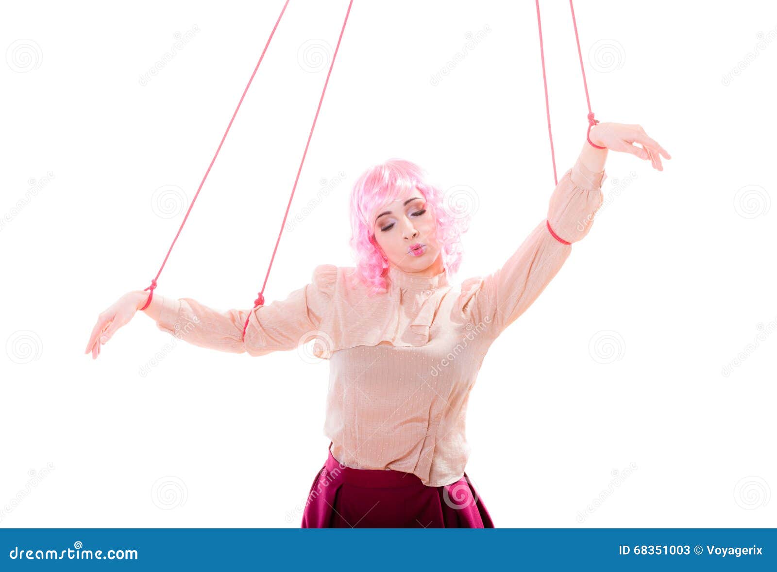 Woman Girl Stylized Like Marionette Puppet on String Stock Image ...