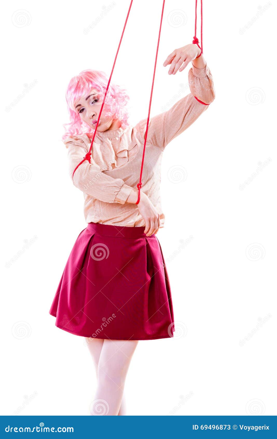 Woman Girl Stylized Like Marionette Puppet on String Stock Image ...
