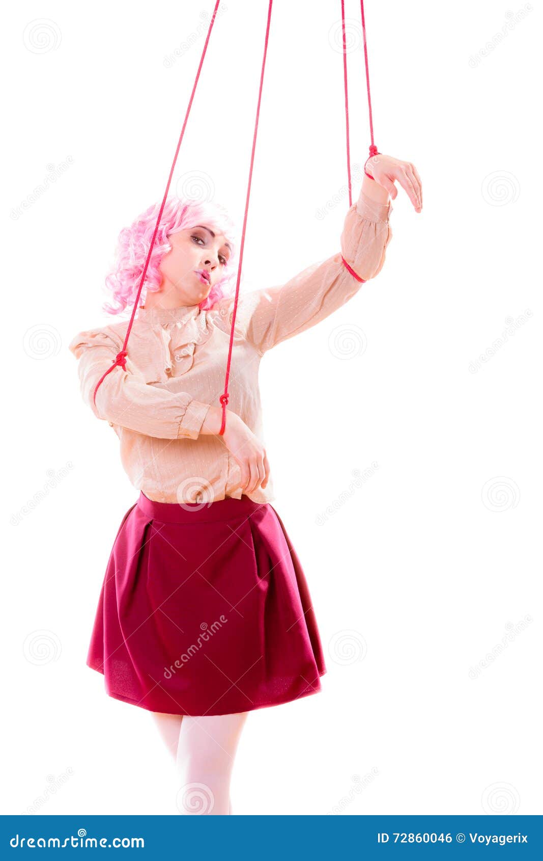Woman Girl Stylized Like Marionette Puppet on String Stock Photo ...
