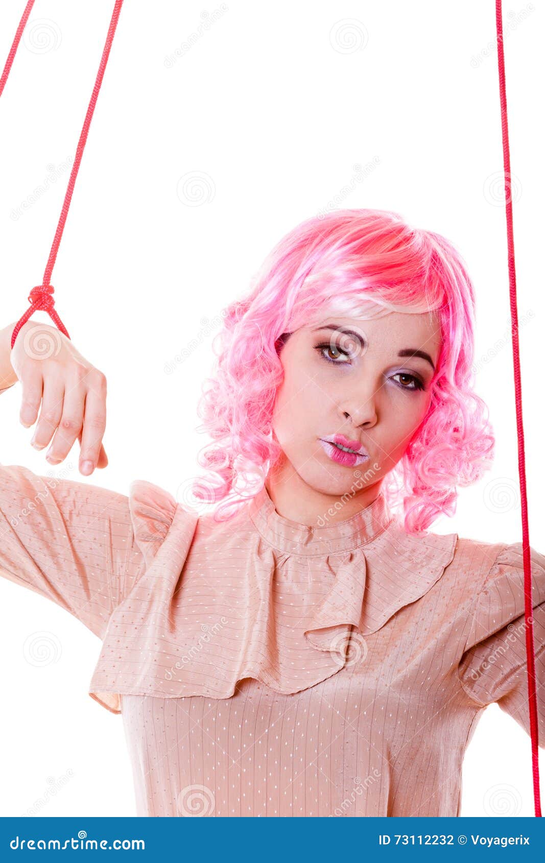Woman Girl Stylized Like Marionette Puppet on String Stock Photo ...