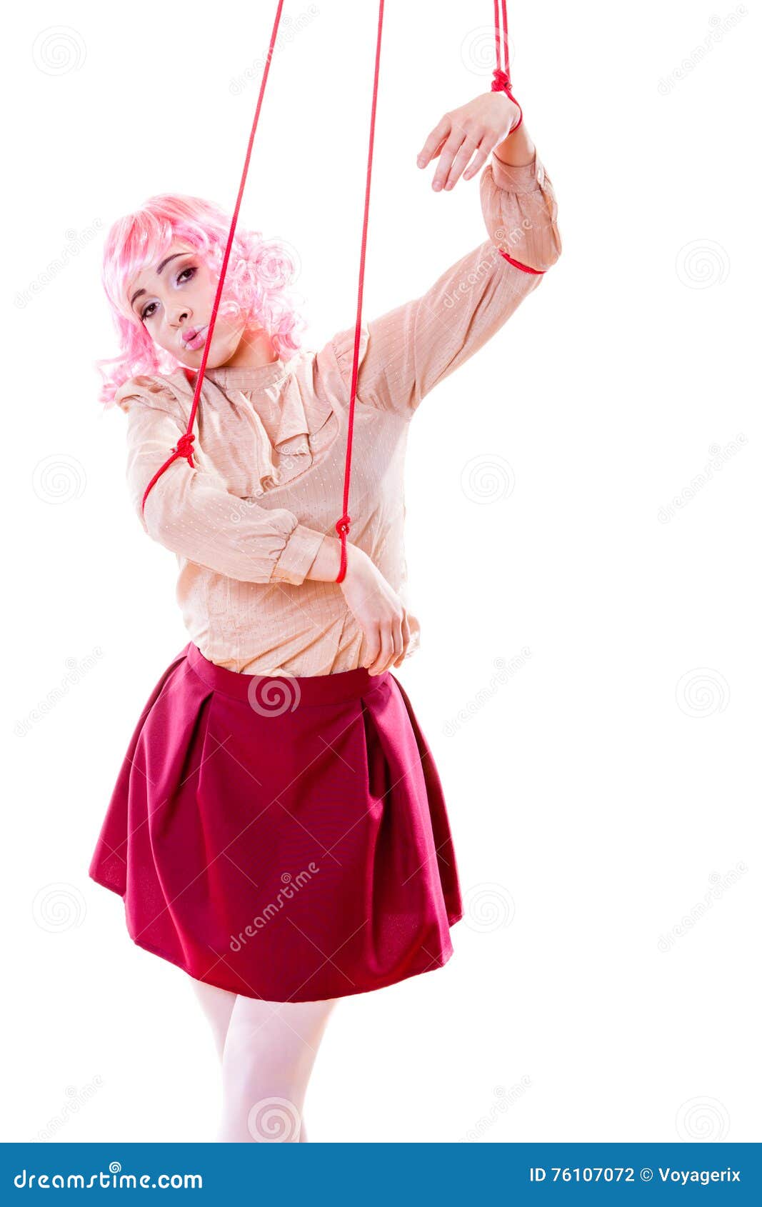 Woman Girl Stylized Like Marionette Puppet on String Stock Photo ...
