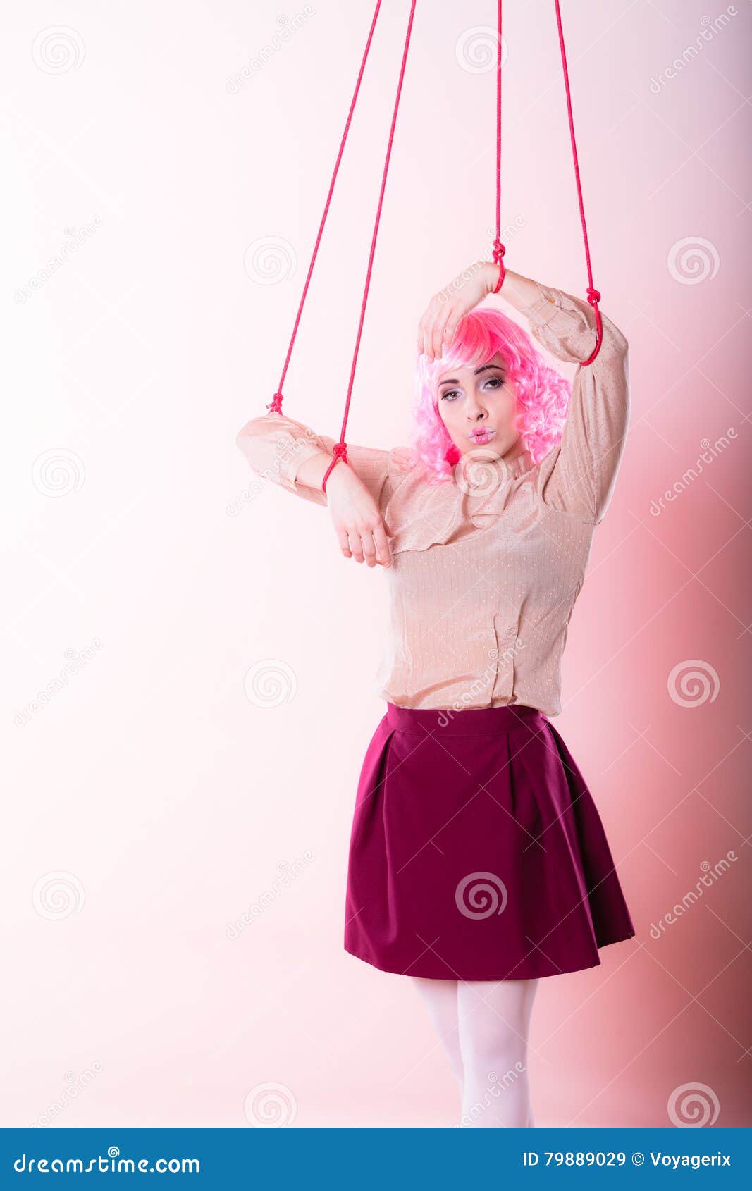 Woman Girl Stylized Like Marionette Puppet on String Stock Image ...